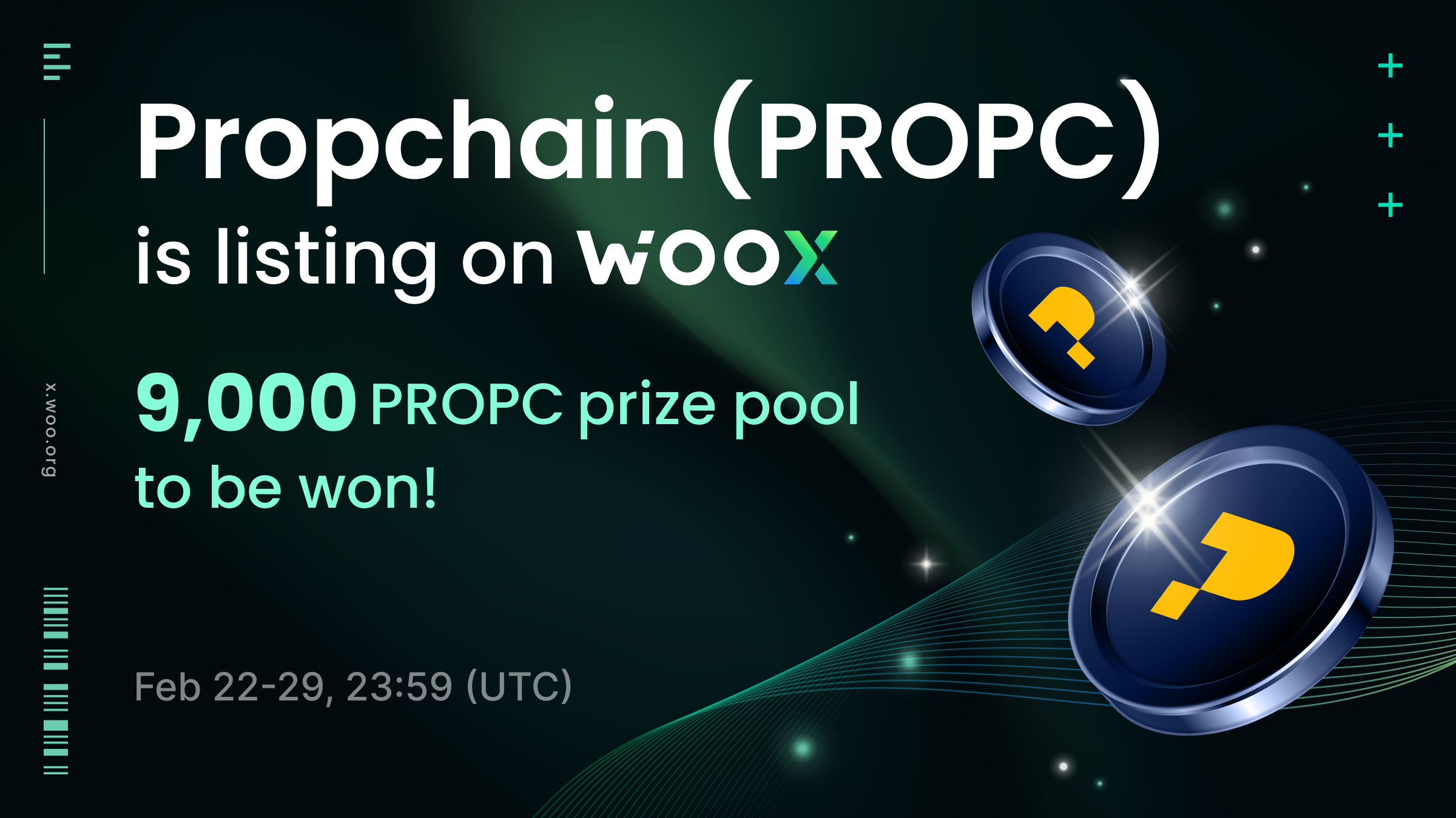 Propchain Listing on WOO X - Share a 9,000 PROPC prize pool