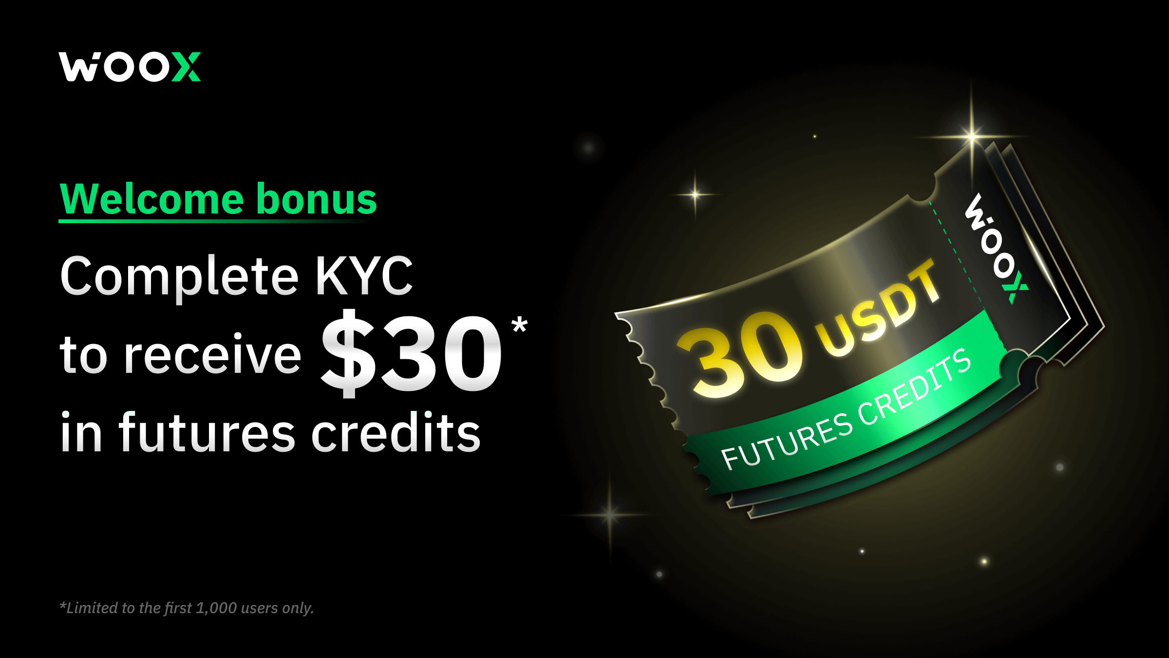 Welcome bonus: complete KYC to receive $30 in futures credits!